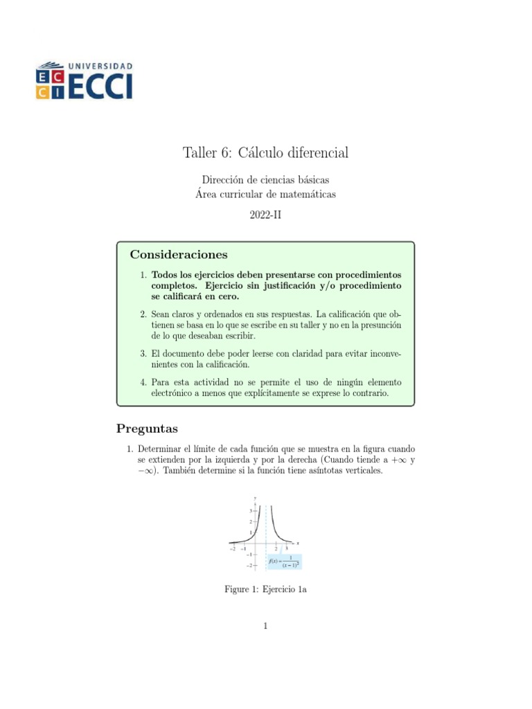 Talleres 7 Calculo Diferencial Ecci | PDF
