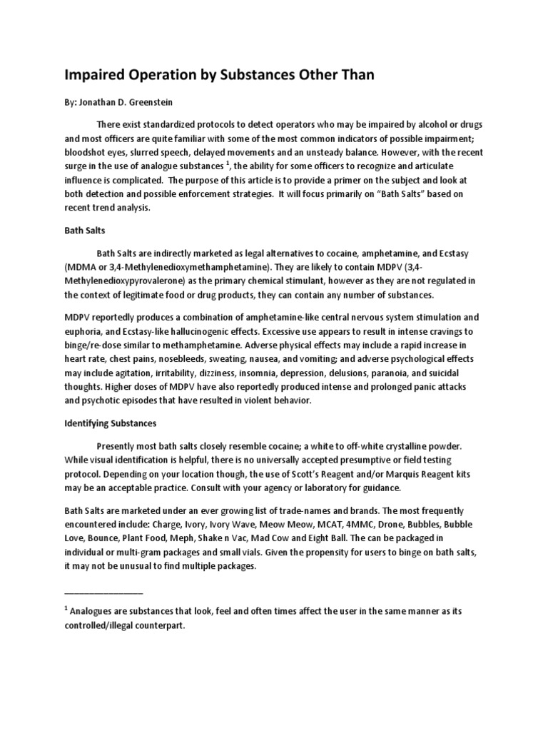 Impaired Operation by Substances Other Than | PDF | Stimulant ...