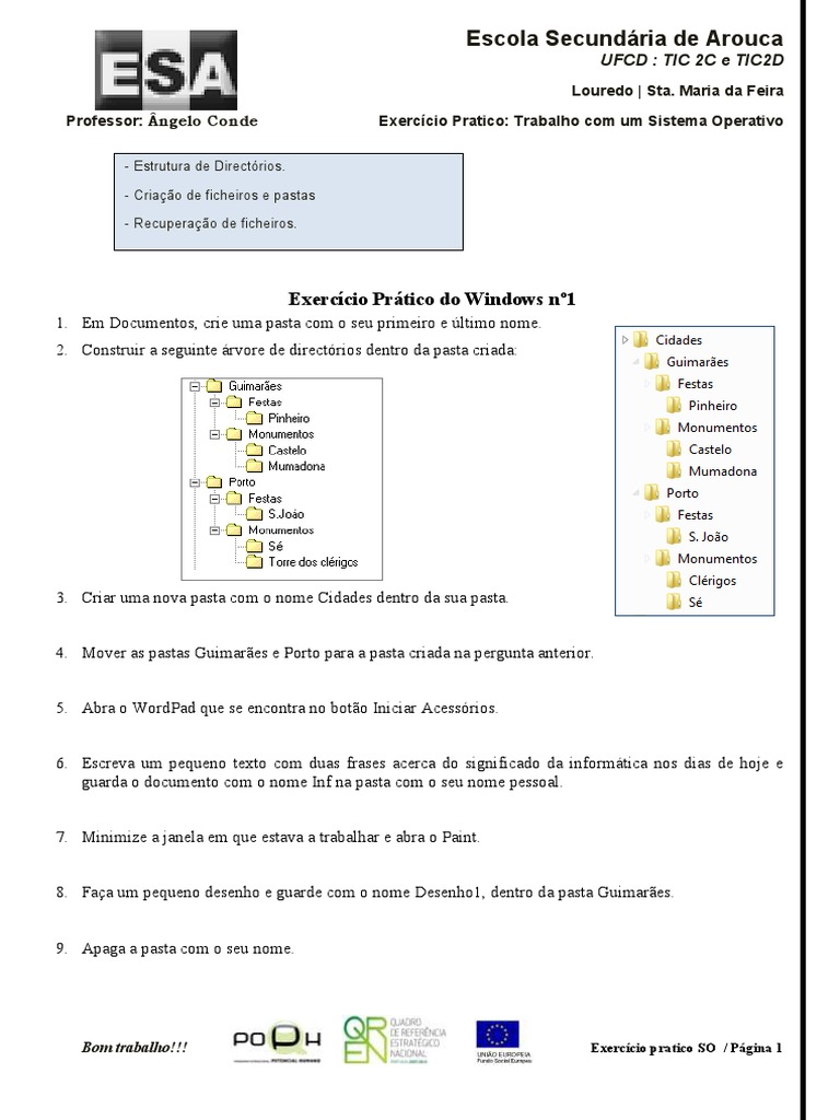 Ficha de Trabalho SO Windows | PDF | Microsoft Windows | Sistema operacional