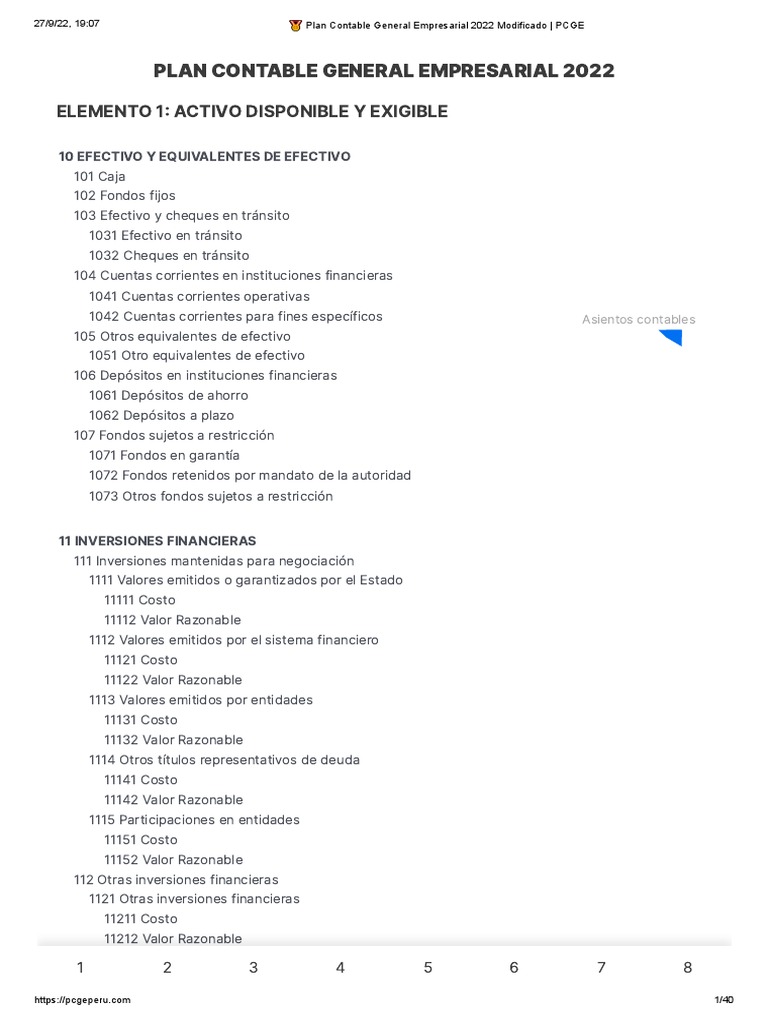 ? Plan Contable General Empresarial 2022 Modificado - PCGE | PDF | Impuestos | Contabilidad