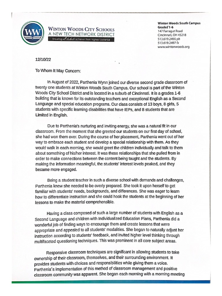 Letter of Recommendation PG 1 | PDF