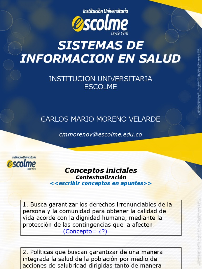Presentación - Sistemas de Informacion en Salud | Descargar gratis PDF | Tecnología de ...