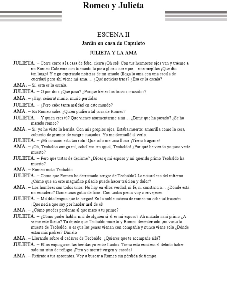 Escena Ii | PDF | Romeo y Julieta