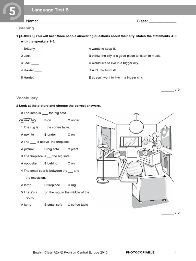 Eca2 Tests Language Test 5b 2018 Pdf