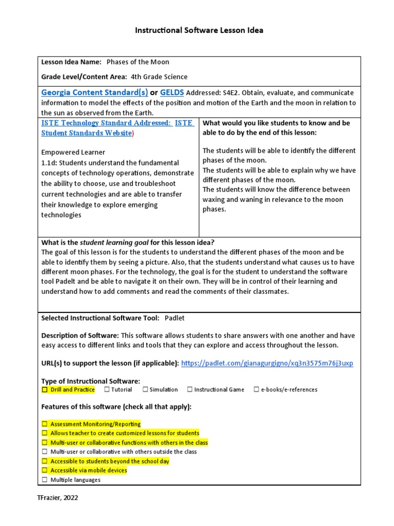 lesson plan phases of the moon pl | PDF | Learning | Teachers