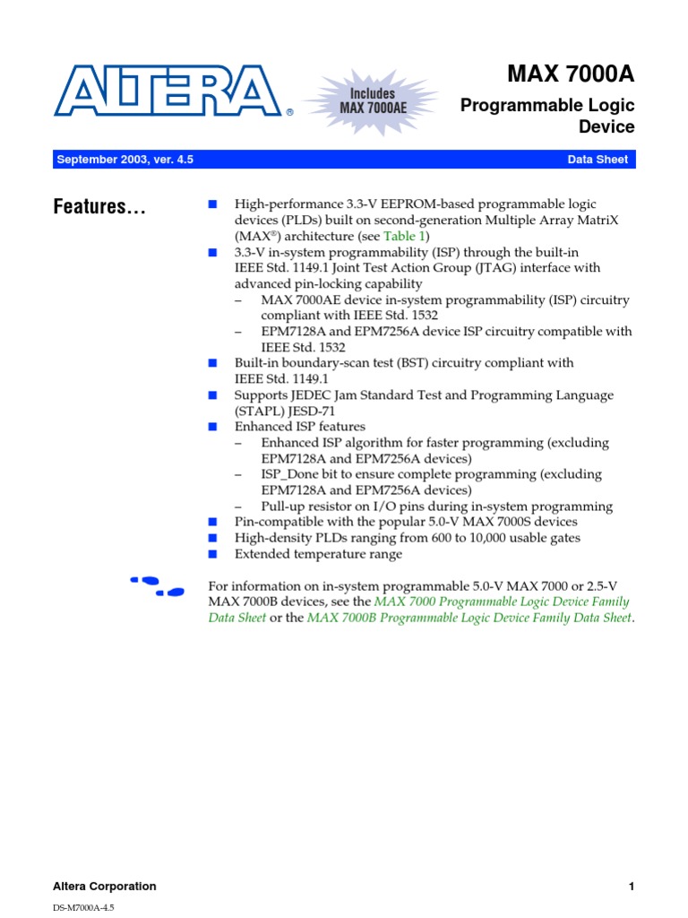 M7000a (Epm7256ae) | PDF | Hardware Description Language | Input/Output