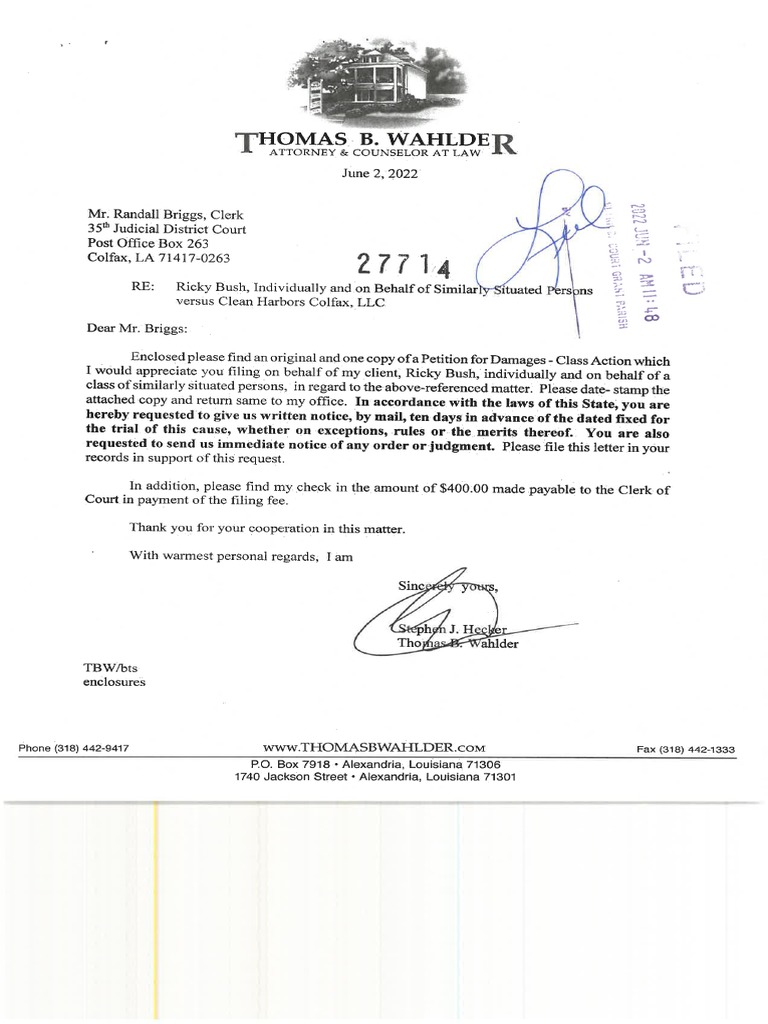 Ricky Buch Vs Clean Harbors Colfax, LLC | PDF