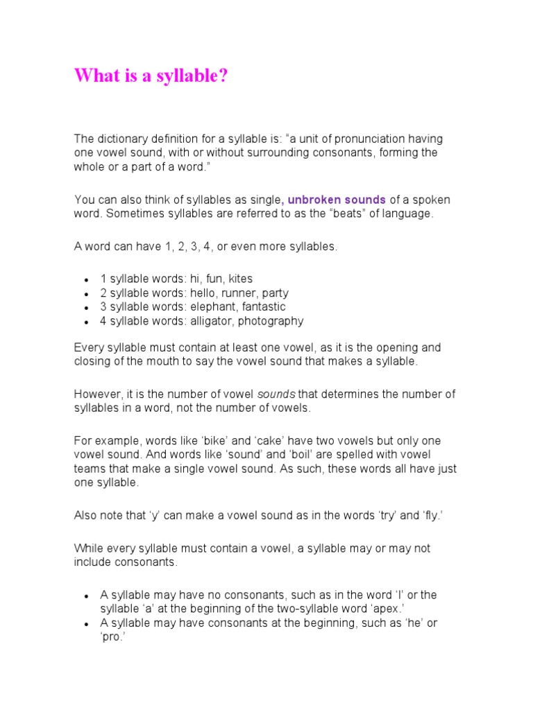 What Is A Syllable | PDF | Syllable | Vowel