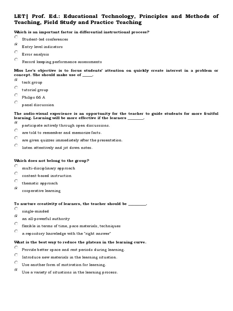 LET - Prof. Ed.: Educational Technology, Principles and Methods of ...
