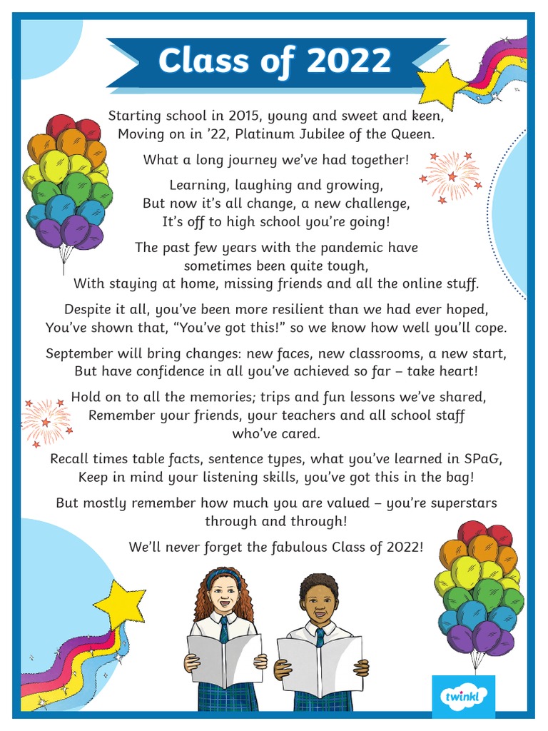 Leaving School Poem 2022 - Ver - 12 | PDF | Learning | Mental Processes