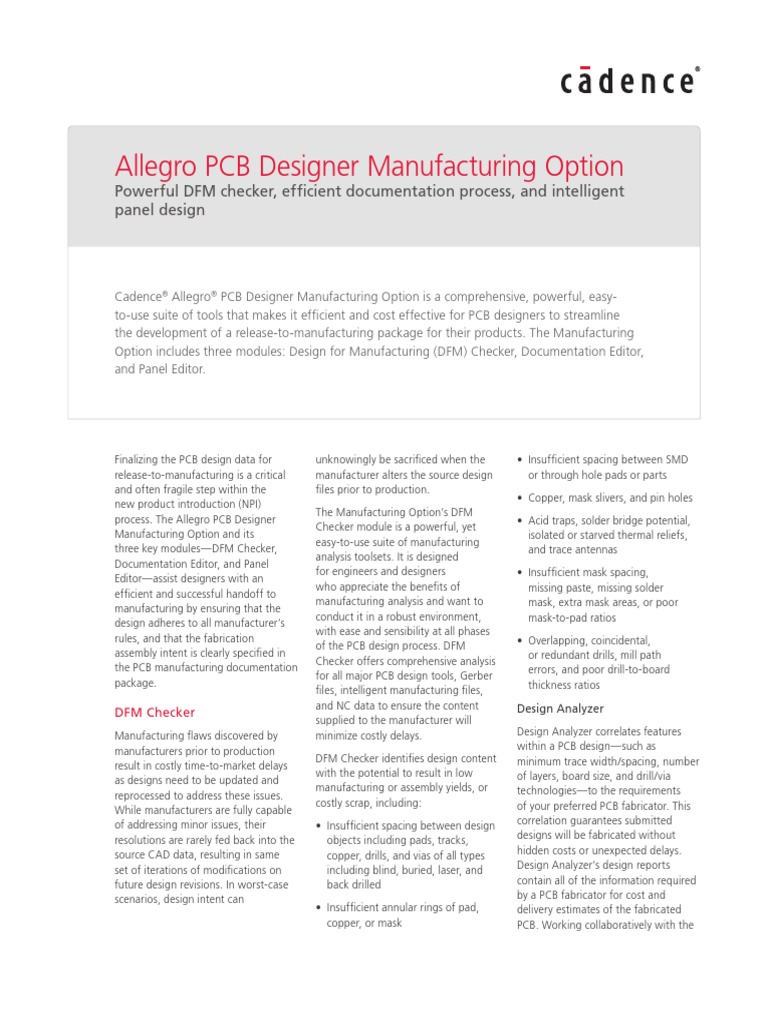 Allegro PCB Manufacturing Ds | PDF | Printed Circuit Board | Computer ...