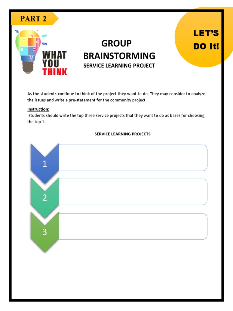 Brainstorming 2. | PDF | Service Learning | Brainstorming