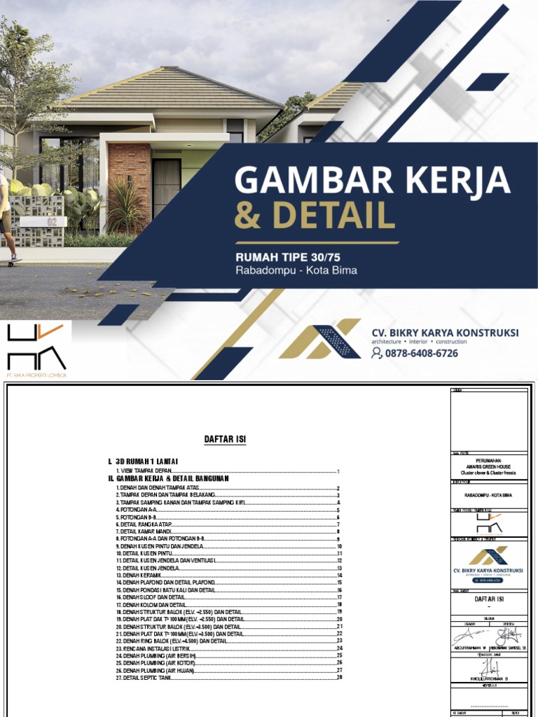 Gambar Kerja Perumahan Tipe 30 | PDF