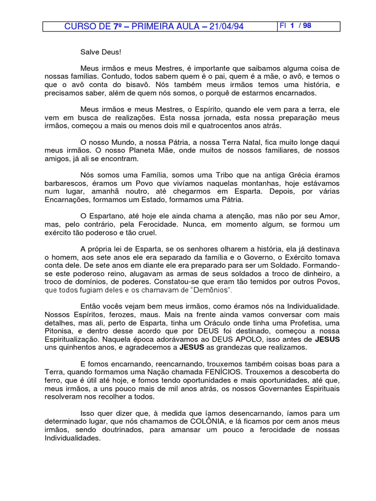 Curso de Setimo | PDF | Amor | Reencarnação