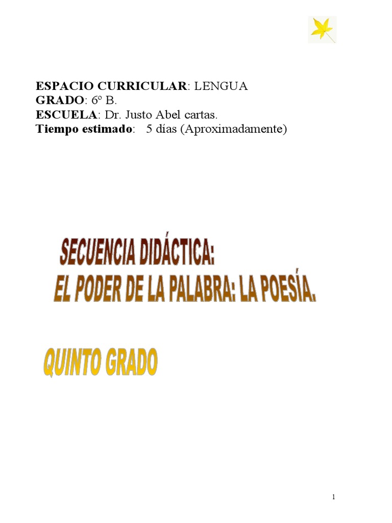 Secuencia Didáctica de Poesía | PDF | Poesía | Canciones