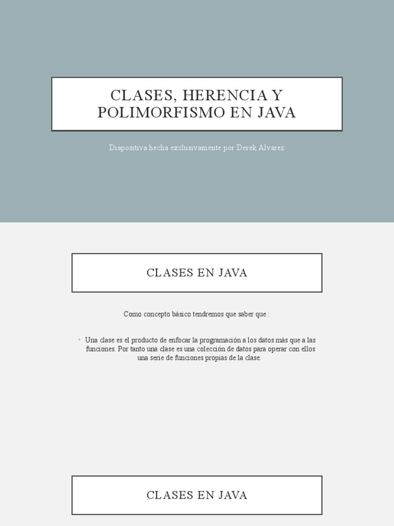 Clases, Herencia y Polimorfismo en JAVA | PDF | Herencia (Programación ... Clases, Herencia y Polimorfismo en JAVA | PDF | Herencia (Programación ...