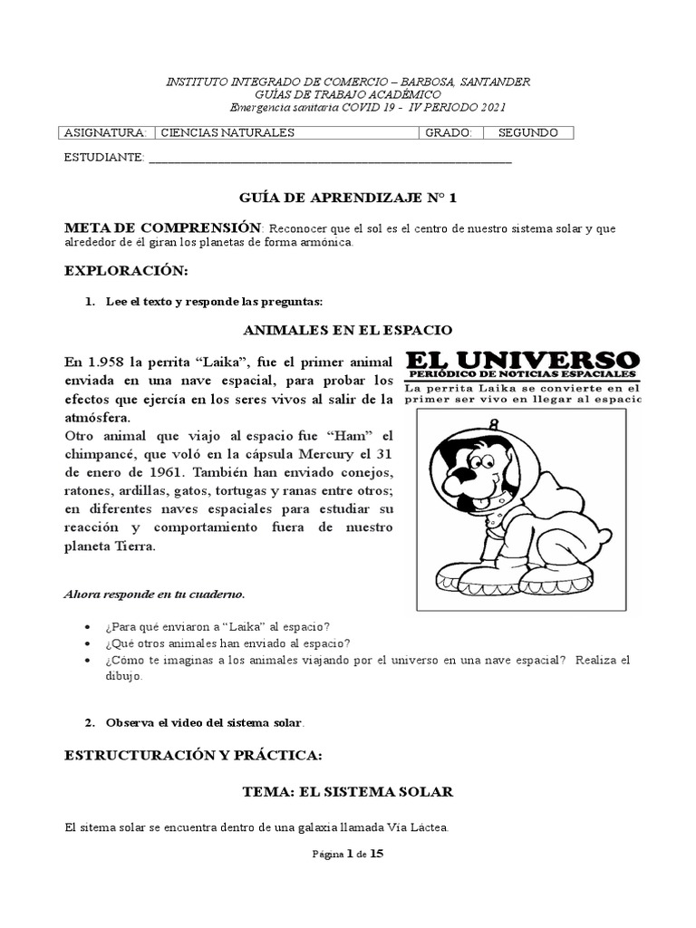 Grado Segundo Ciencias Naturales IV Periodo | PDF | Color | Planetas