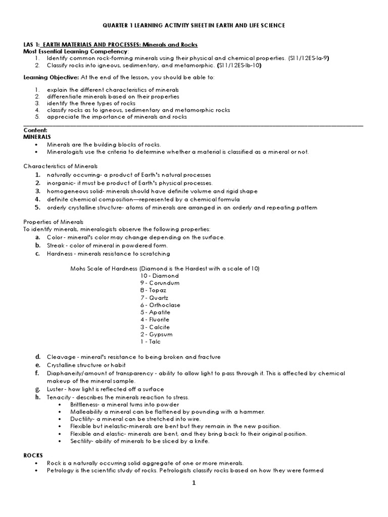 Earth Materials: Minerals and Rocks | PDF | Rock (Geology) | Minerals