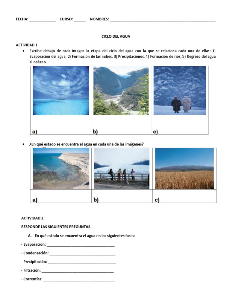 Septimo Taller Ciclo Del Agua | PDF | El ciclo del agua | Agua