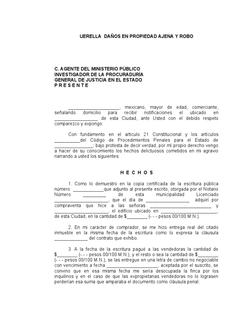 Querella Por Daños en Propiedad Ajena y Robo | PDF | Ley común | Justicia