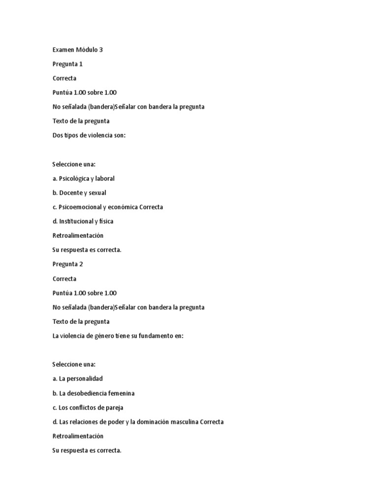 Examen Módulo 4 | PDF | Violencia | La violencia contra las mujeres