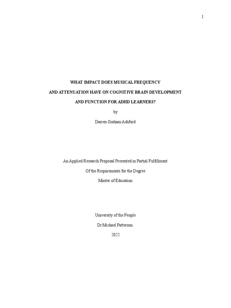 Written Assignment Unit 3 - What Impact Does Musical Frequency Have On The Braind Development of ...