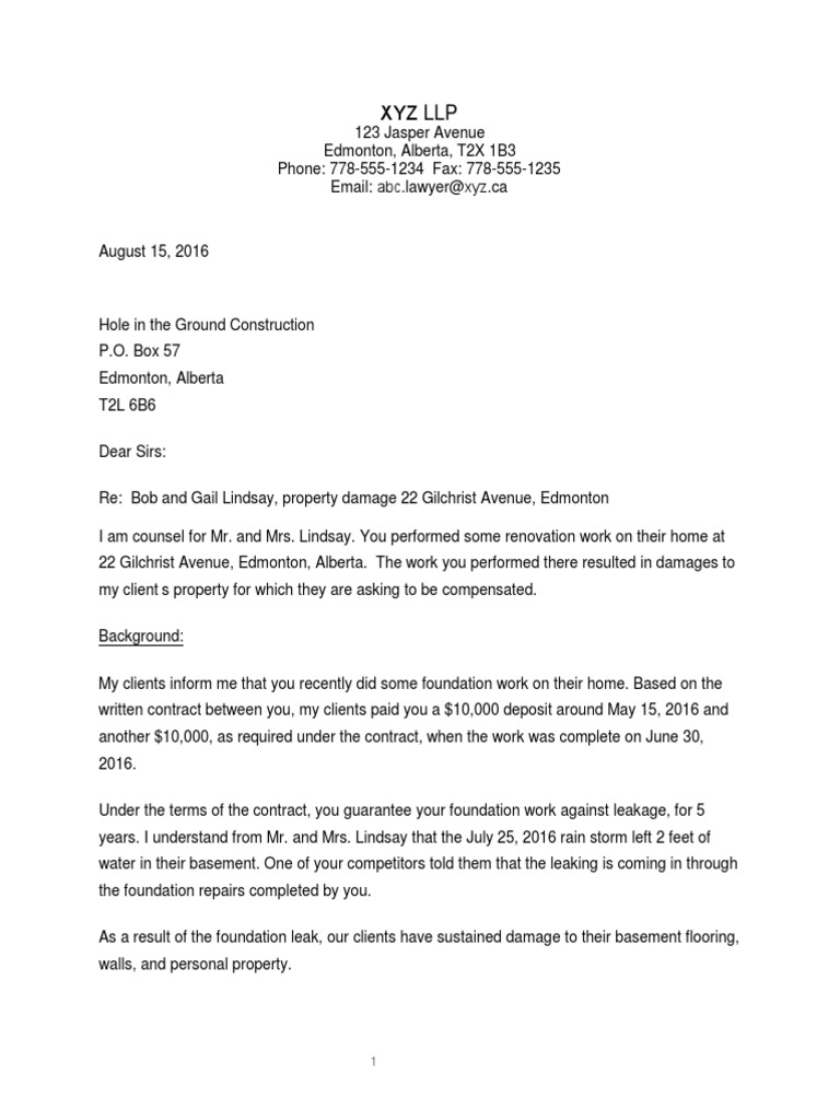 Advocacy Letter for Property Damage Claim | PDF | Law | Home & Garden
