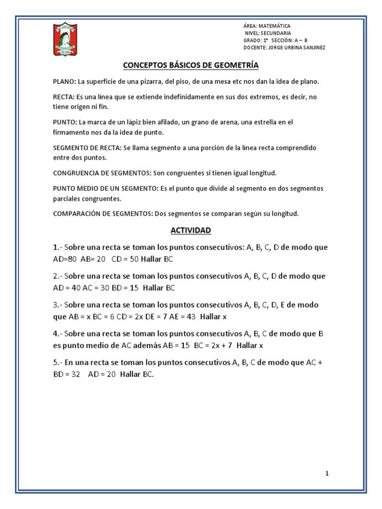 Conceptos Básicos de Geometría | PDF