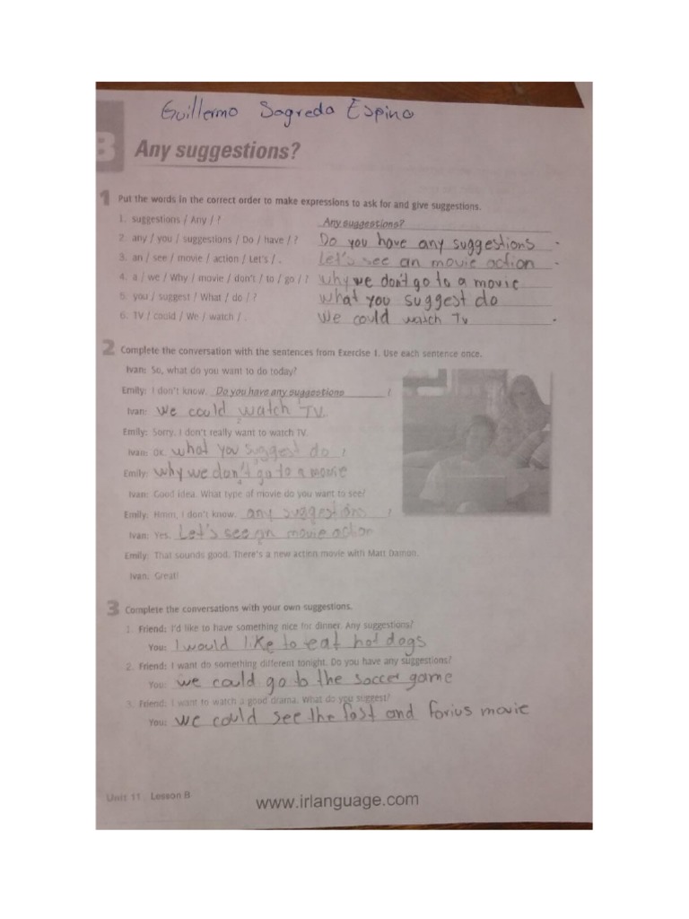 Unit 11 Lesson B Workbook | PDF