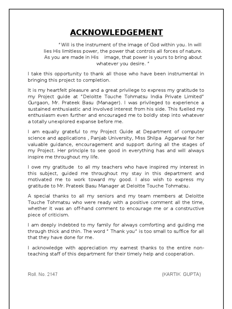 Acknowledgement | PDF | Gratitude | Computing