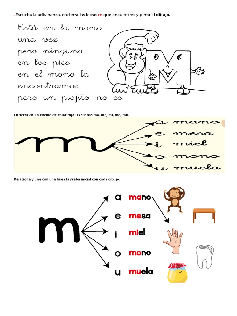 Encierra en Un Circulo de Color Rojo Las Sílabas Ma. | PDF