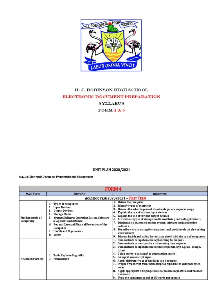 Form 4 5 EDPM Unit Plan | PDF