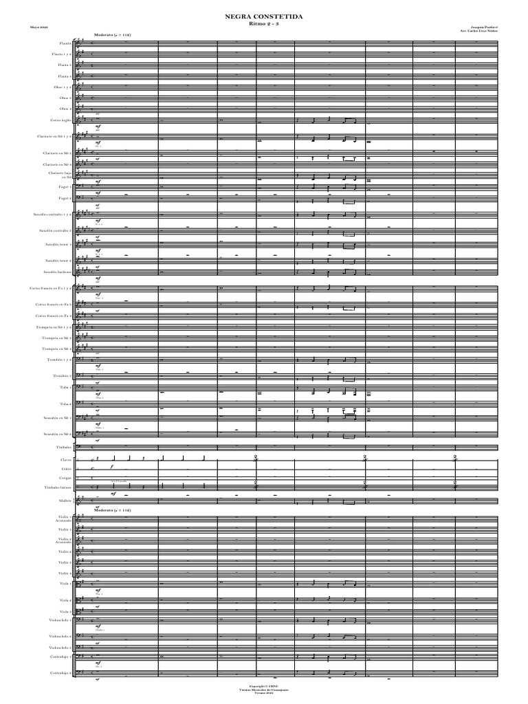 NEGRA CONSTETIDA - Danzón - Partitura Completa | PDF