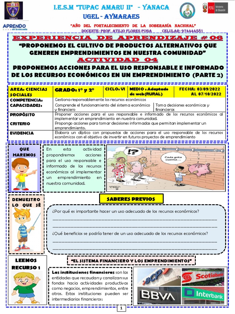 CCSS 1° y 2° RURAL EXP. 6 Sesion 4 | PDF