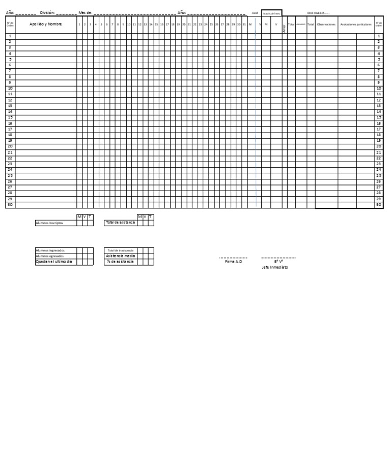 Modelo Registro de Asistencias e Inast. Alumnos | PDF