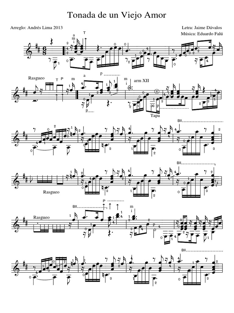 06 - Tonada de Un Viejo Amor - Zamba - Arreglo Guitarra Solista Andrés ...