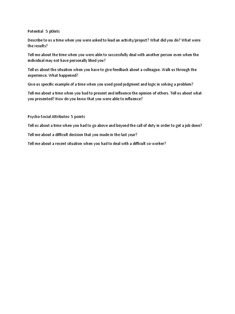 Behavioral Questions t2-t3 | PDF