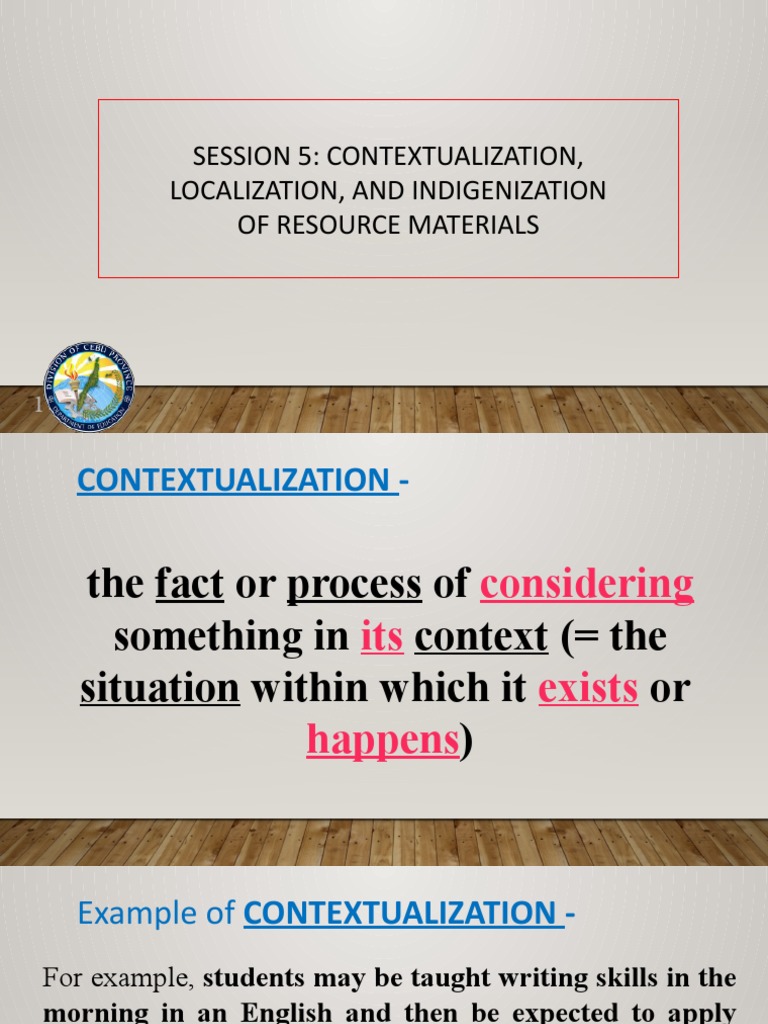 Contextualization An Idigenization | PDF | Teaching Method | Learning