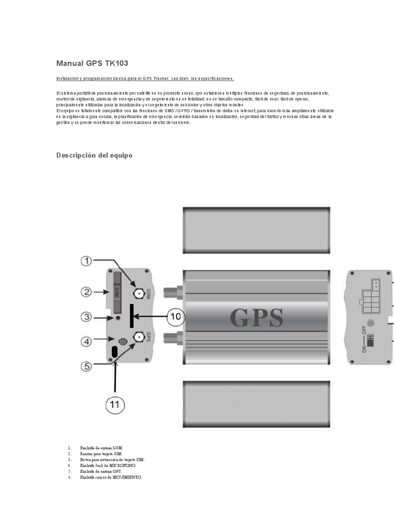 Manual GPS TK103 | PDF | paquete general de Radio sevicio | Gsm