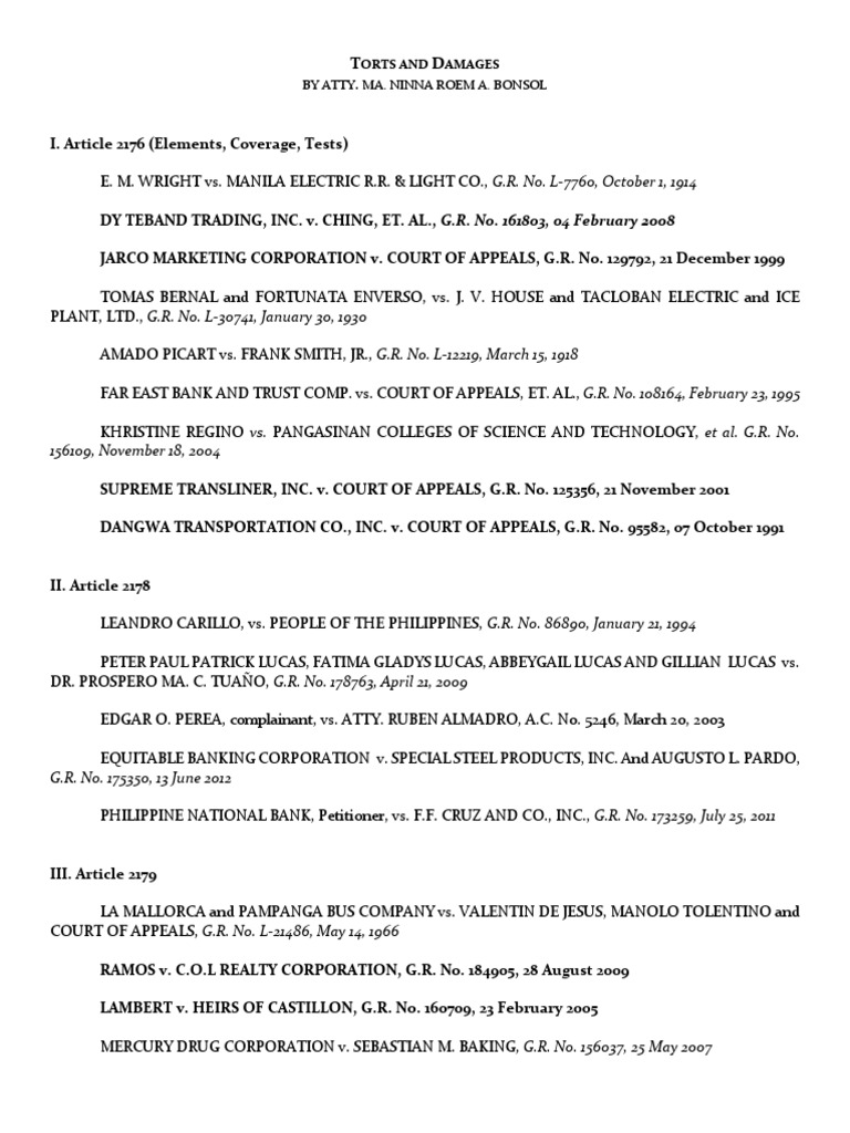 2022 Torts Damages Syllabus Pdf Common Law Civil Law Legal System