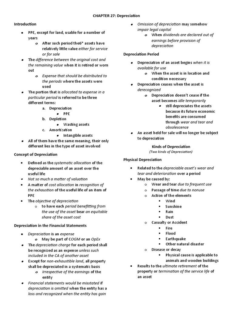 AC 2101 Chapter 27 Notes | Download Free PDF | Depreciation | Financial ...