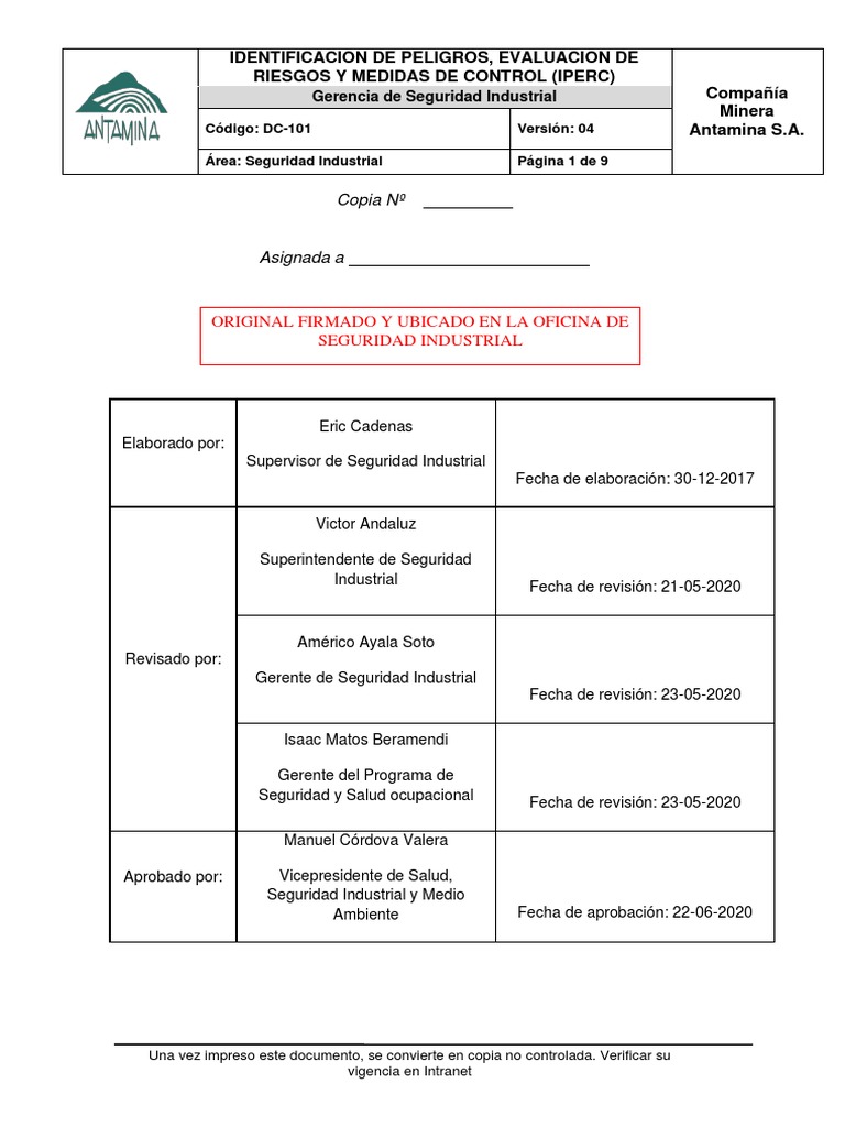 DC101 Identificación de Peligros Evaluación de Riesgos | PDF | Informática