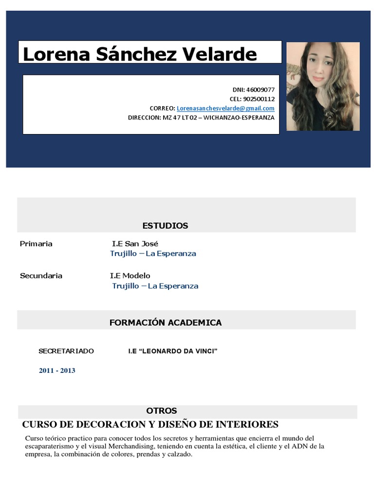 CV Lore 2022 - Setiembre | PDF