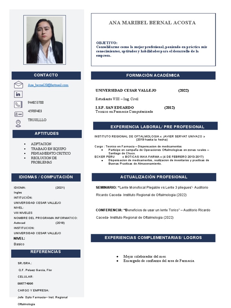 Modelo CV 2022 - Ucv - Ana Bernal Acosta | PDF | Negocios