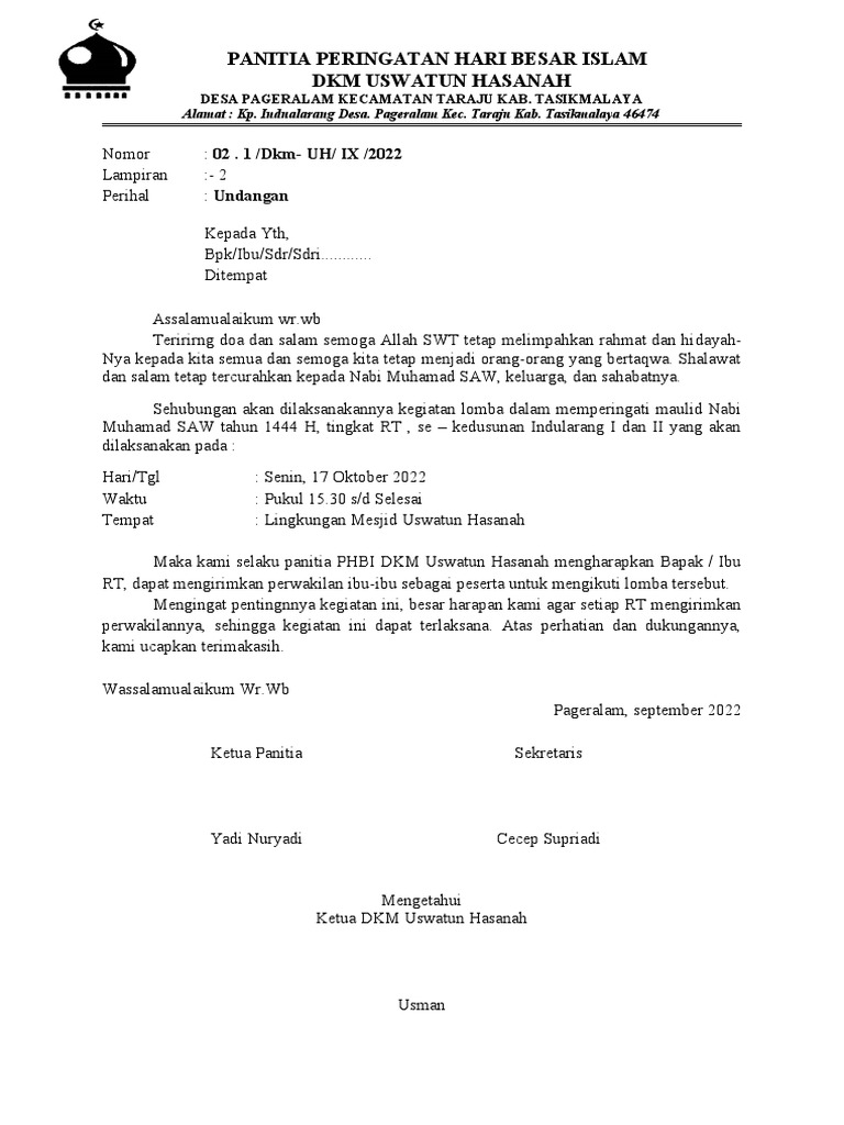 Surat Undangan Lomba | PDF