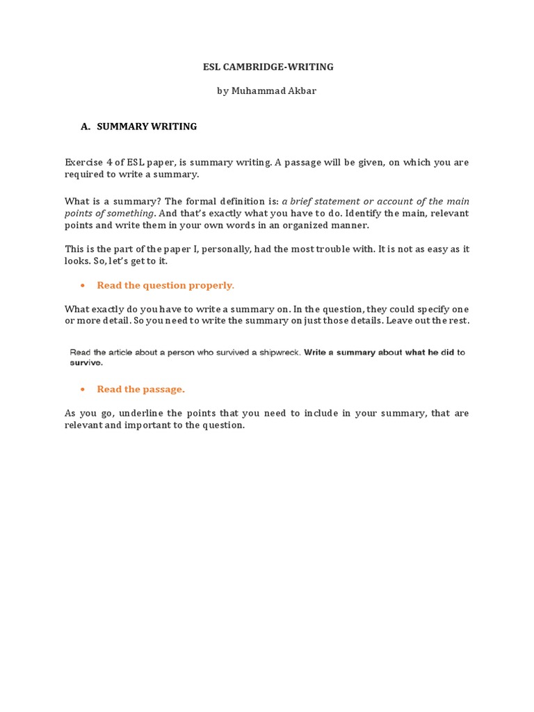 Esl Cambridge Igcse-Writing Hack | PDF