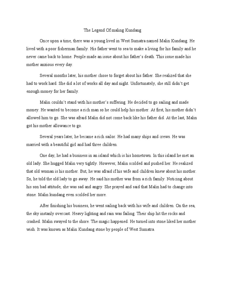 Teks Story Telling Maling Kundang | PDF | Poetry