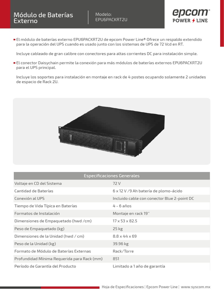 Epu6packrt2u Epcom Powerline Specsheets | PDF