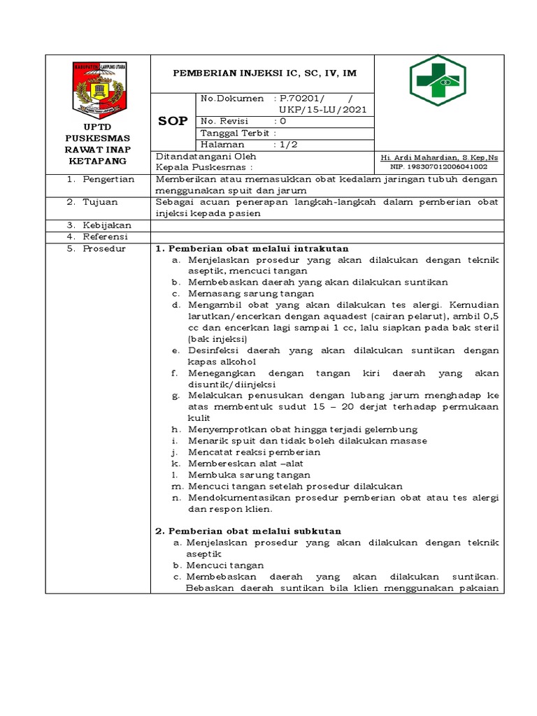 SOP Injeksi | PDF