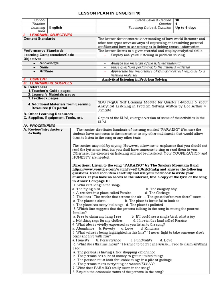 Dlp-Eng-G10-Q1-Melc-5-Week 5 | PDF